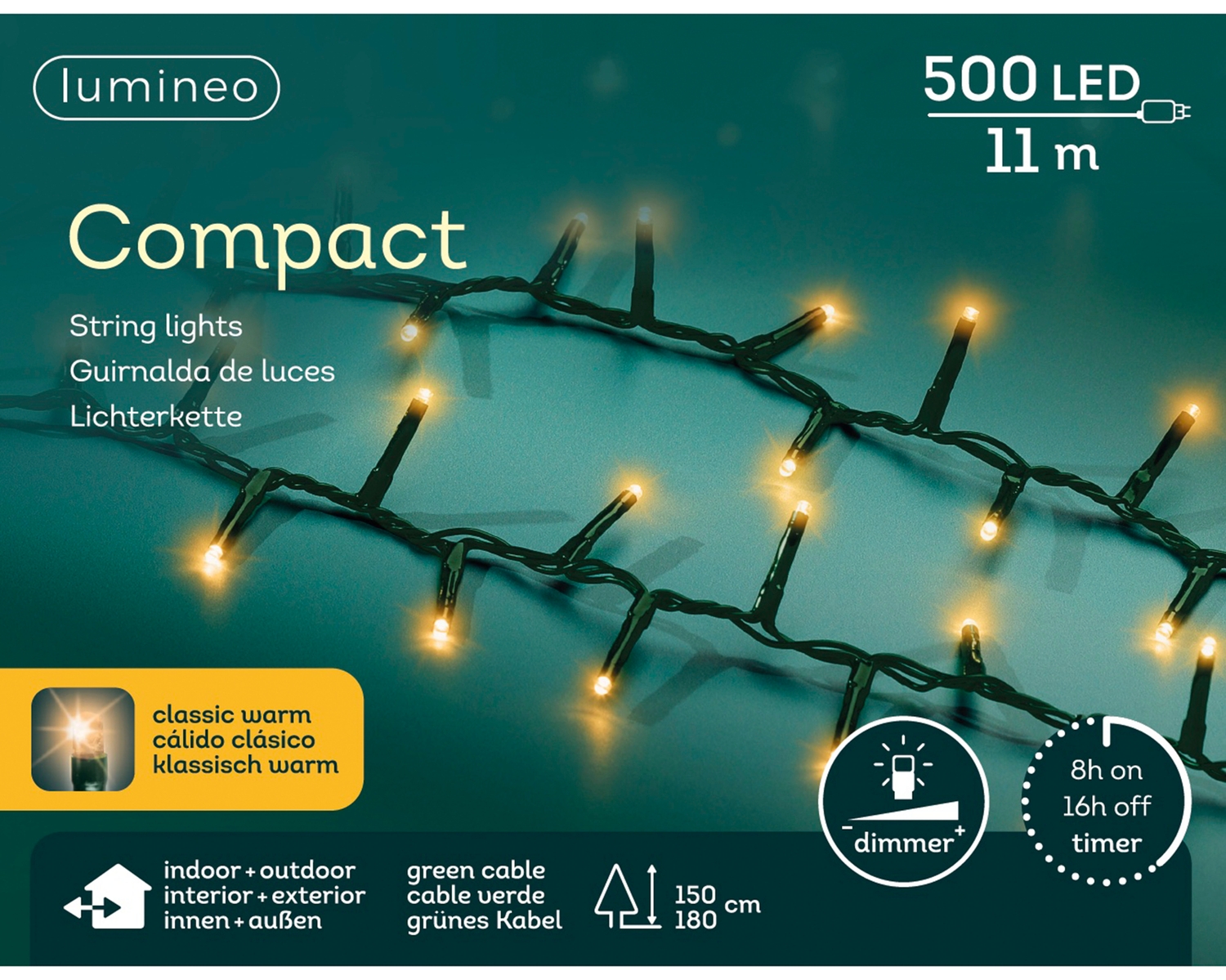 Lumineo Compact steady 500 LED Klassiek Warm Kerstverlichting | iGarden