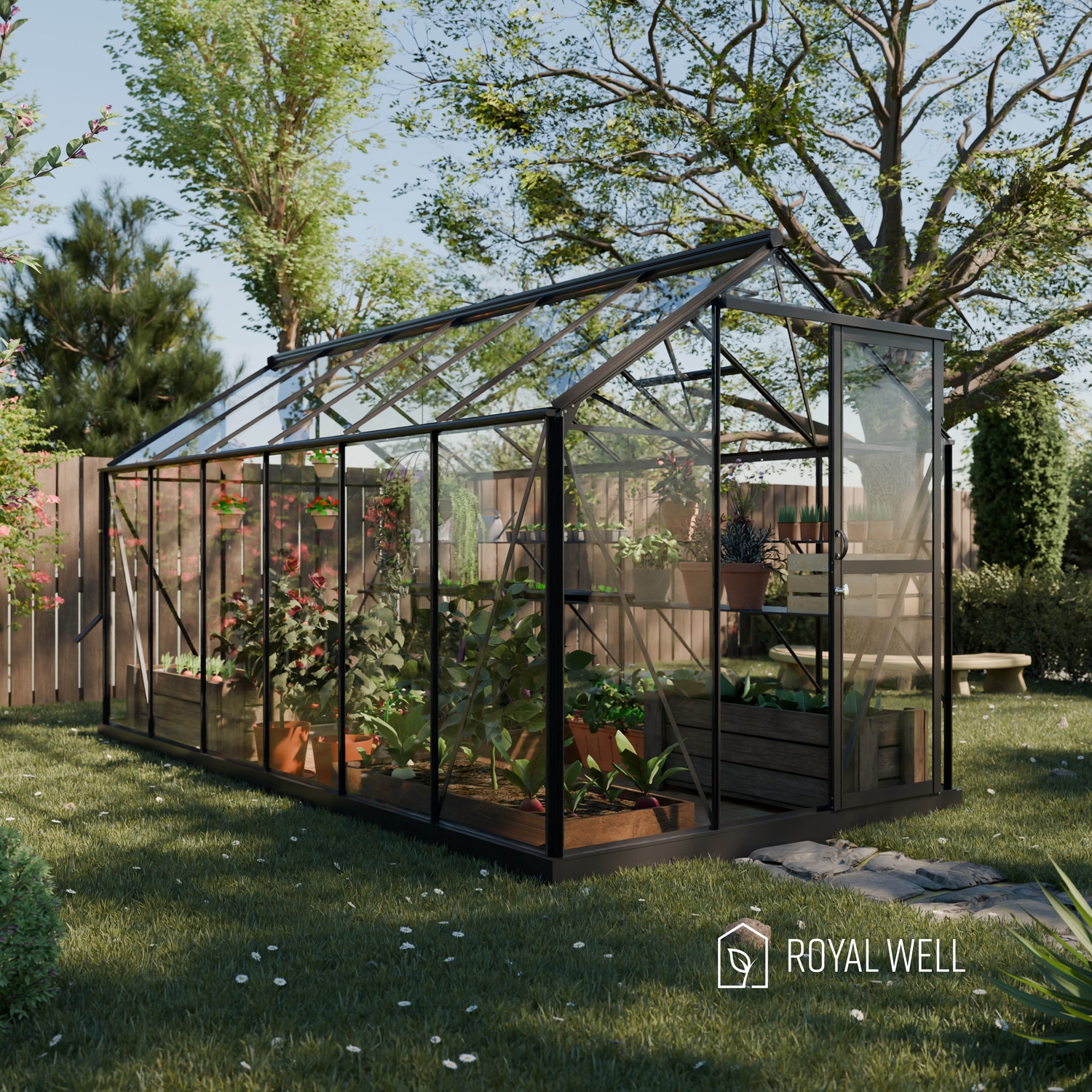Royal Well Tuinkas Mary IV zwart 3 mm veiligheidsglas | iGarden