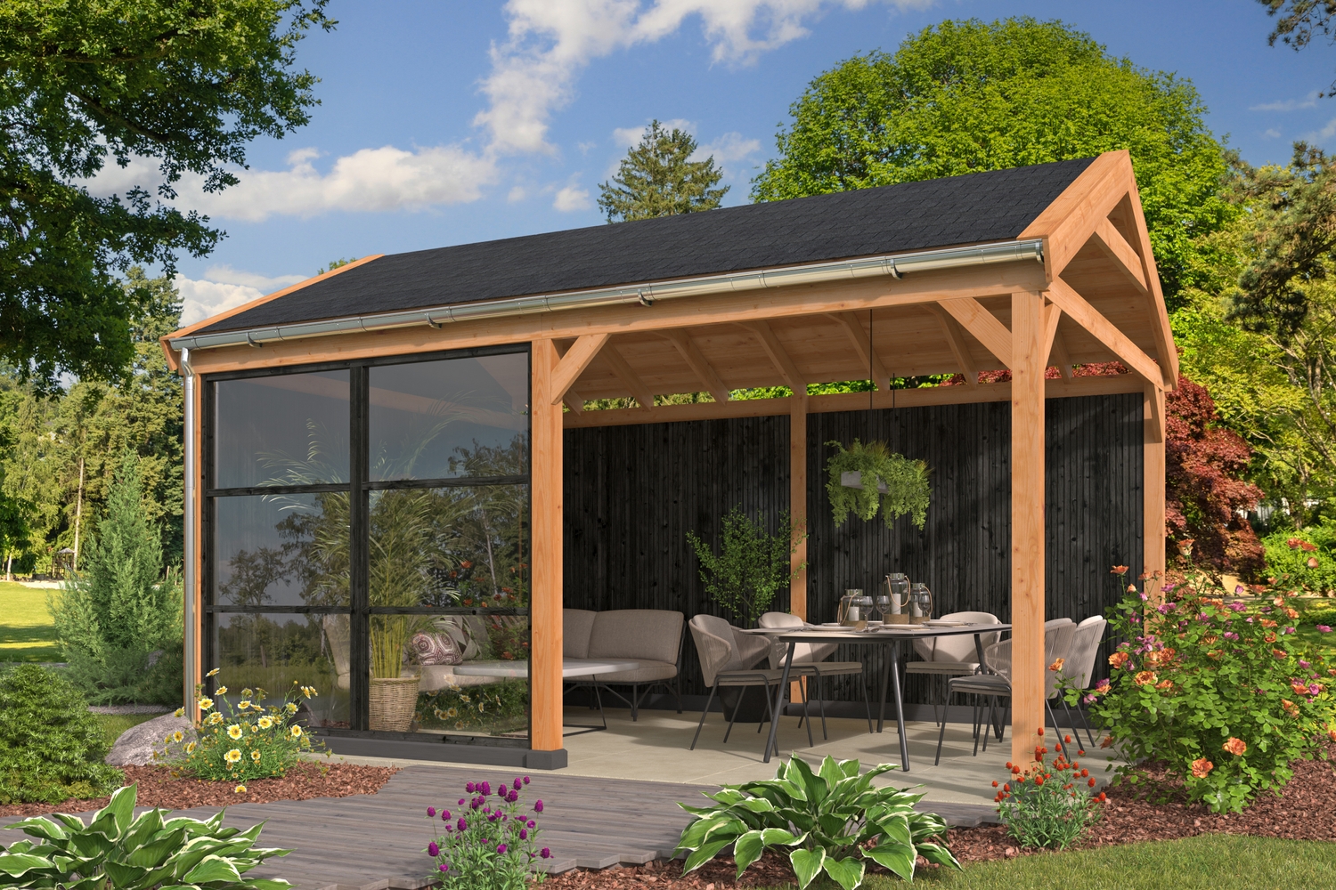 Tuindeco Red Class Wood zadeldak overkapping Göteborg, type 1 | iGarden