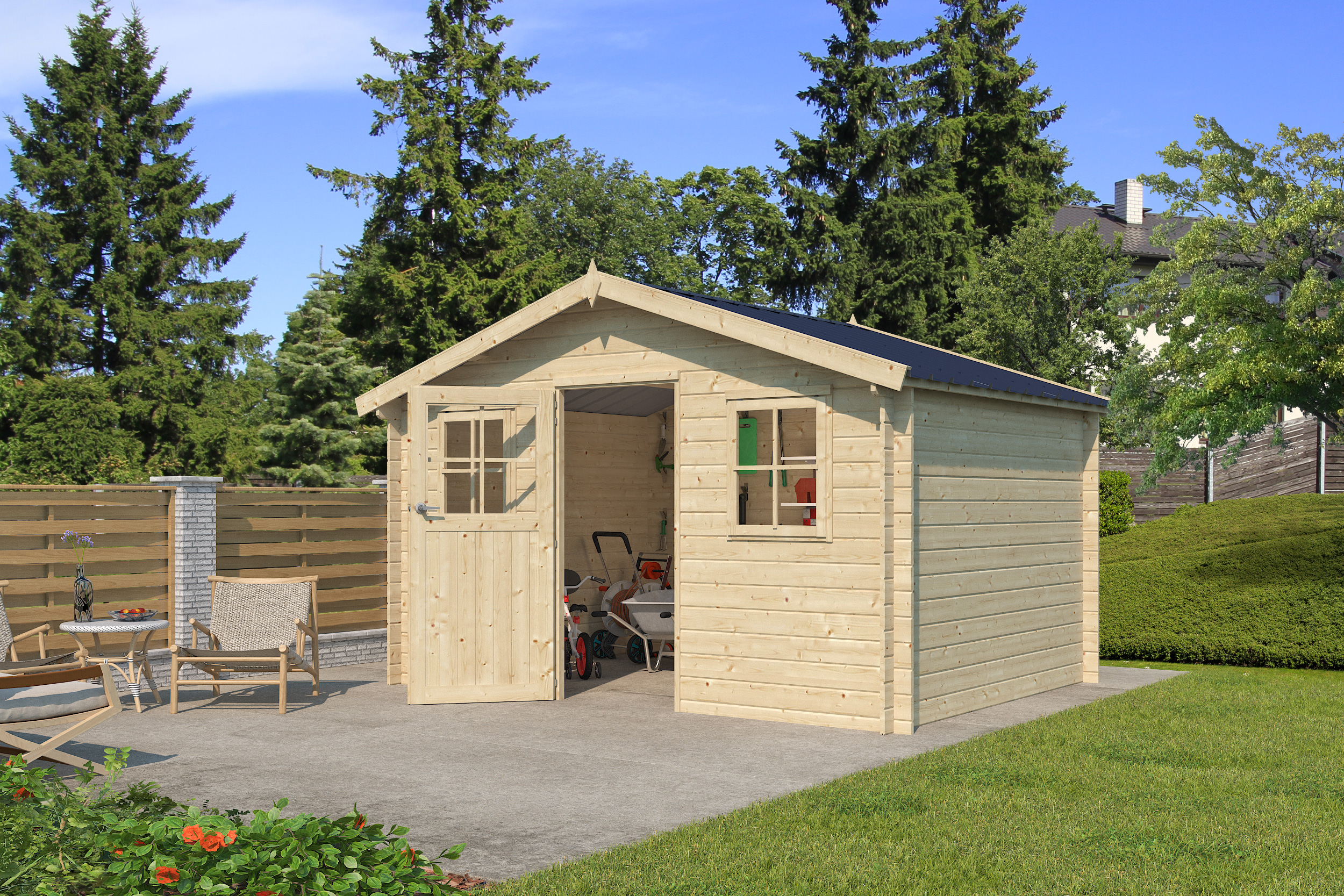 Woodlands tuinhuis Classic 385x295 staaldak | iGarden